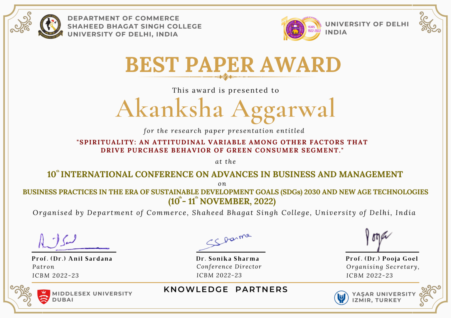 SSSIHL Management & Commerce Faculty Wins ‘Best Paper Award’ at an International Conference ...
